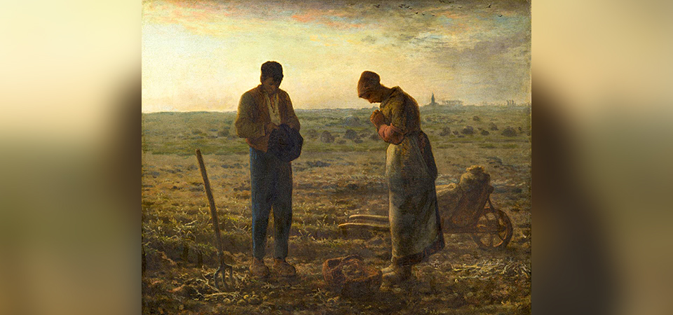 Jean Francois Millet Angelus Set 2 Vintage Needlepoint The Gleaners