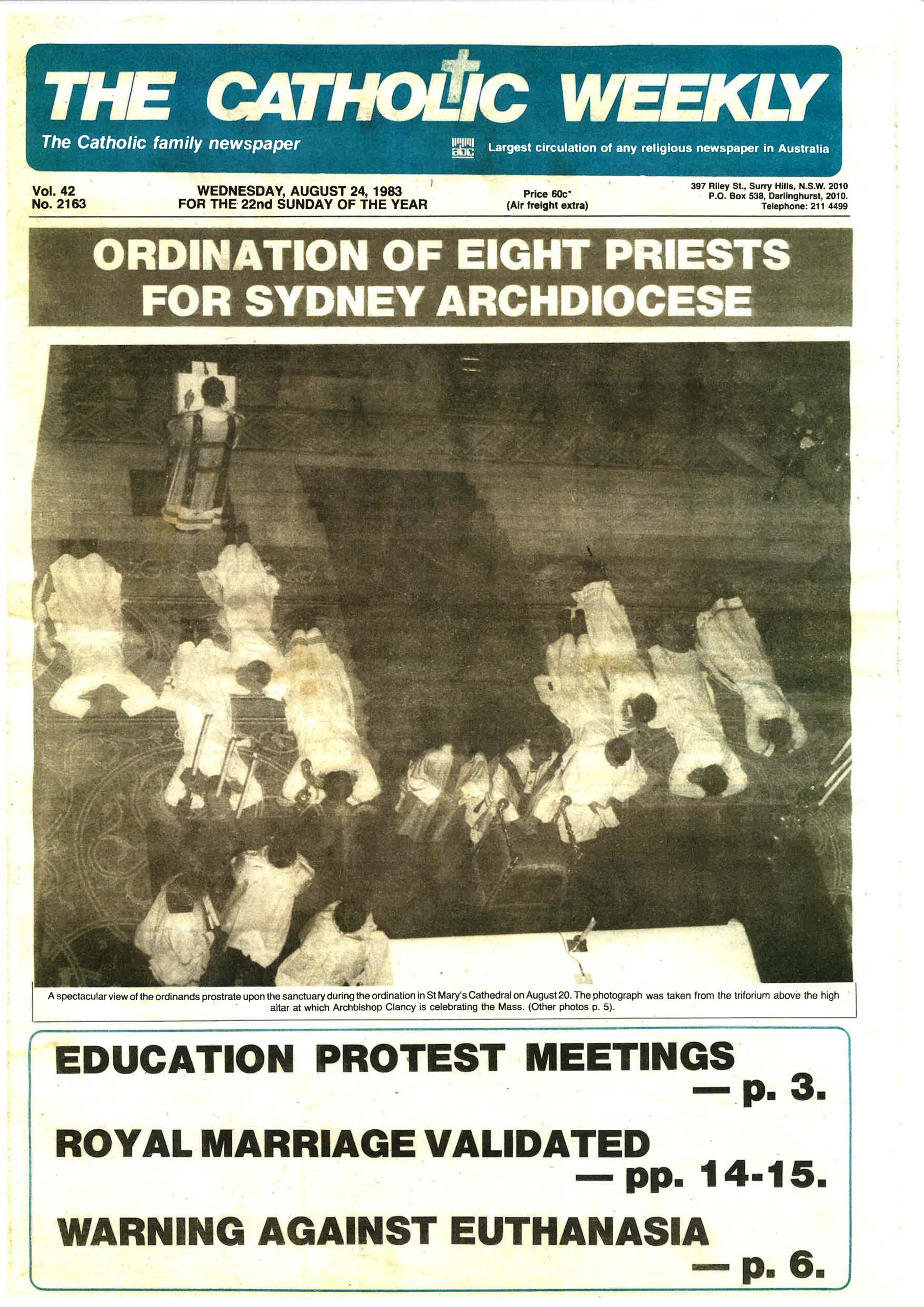 Catholic Weekly 24 August 1983 Pictures of Sydney Ordinations_Page_1 ...